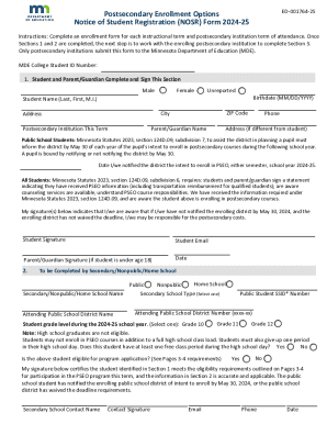 Fillable Online Post Secondary Enrollment Options PSEO Fax Email Print ...