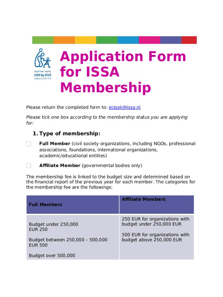 Application for ISSA Membership Doc Template | pdfFiller