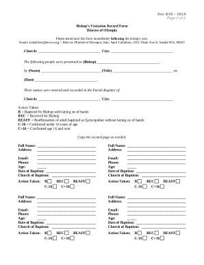 Bishop's Visitation Record - resources ecww Doc Template | pdfFiller