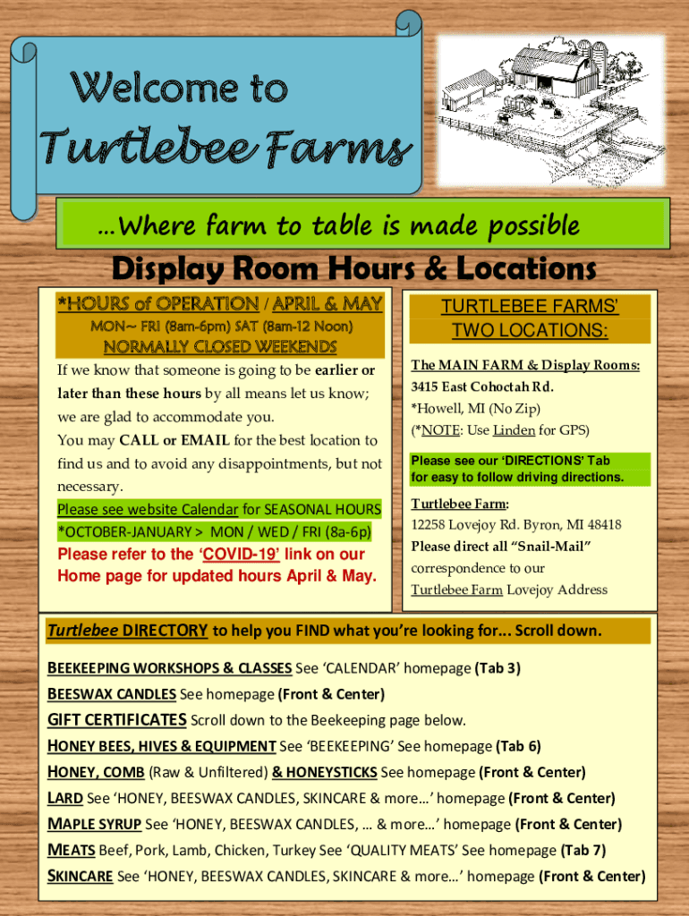 Fillable Online A Trip to Our Local Farm - Turtlebee Farms - YouTube Fax Email Print - pdfFiller