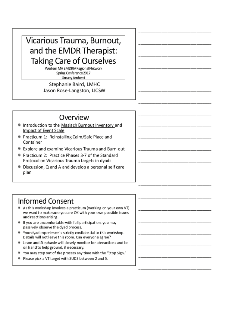 Fillable Online Vicarious trauma, compassion fatigue and burnout: Tools ...