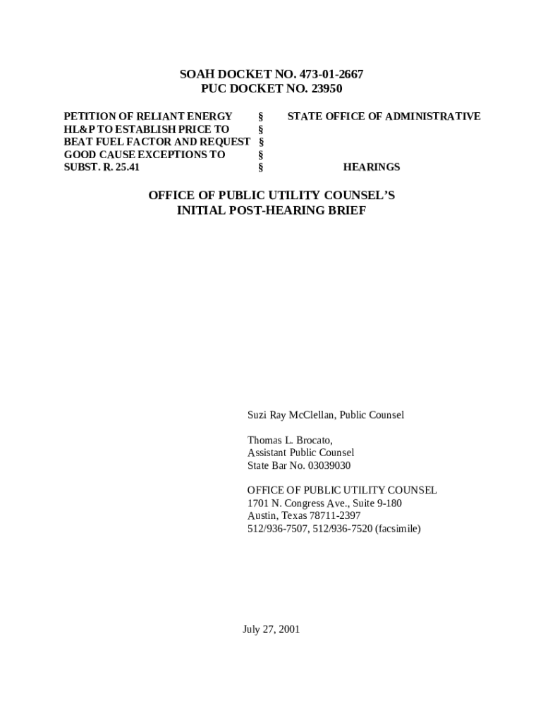 PUC DOCKET 23950 Doc Template | pdfFiller