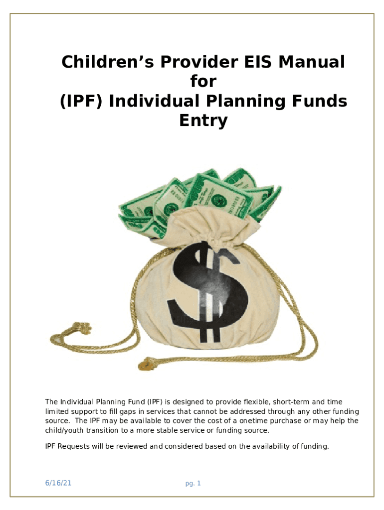 Let's get started entering an (IPF) Individual Planning Fund Doc ...