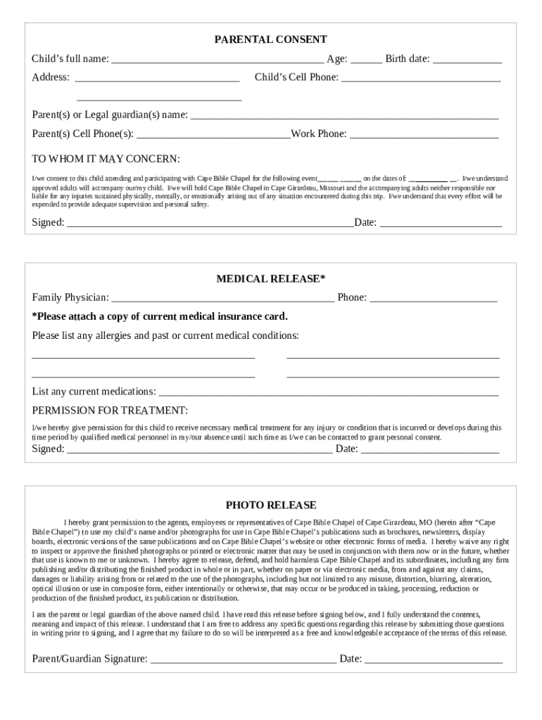 Child's full name: Age: Birth date: Doc Template | pdfFiller