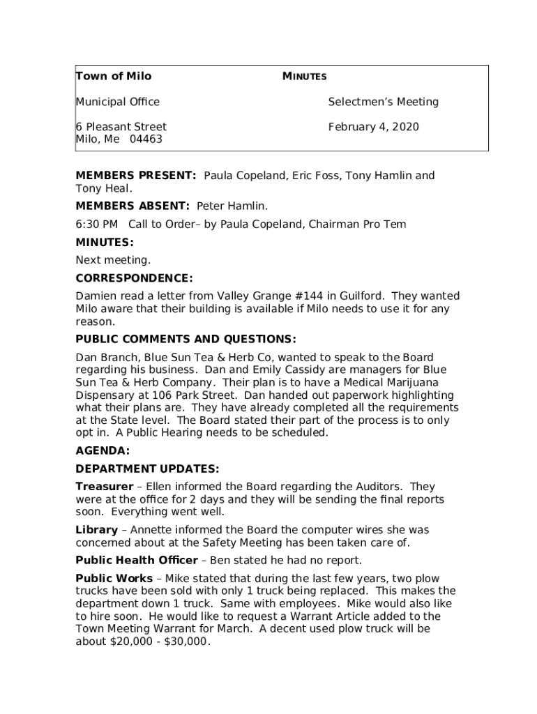 MEMBERS PRESENT:Paula Copeland, Eric Foss, Tony Hamlin and Tony Heal ...