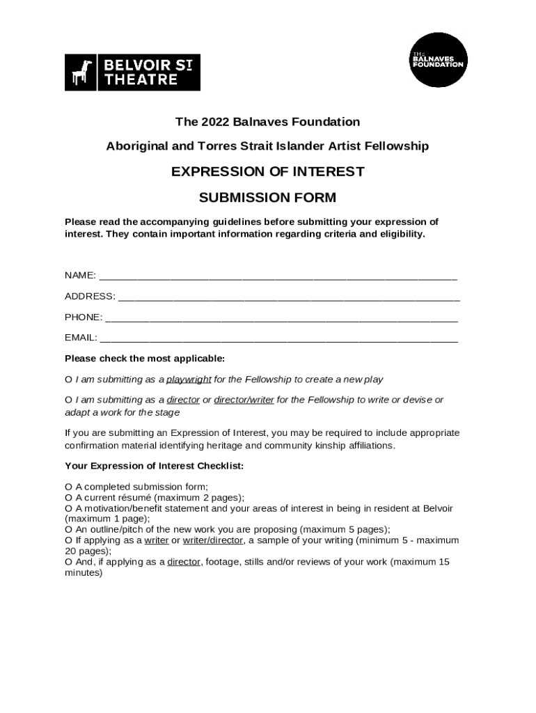 2022-Balnaves-Fellowship-Application-. ... Doc Template | pdfFiller