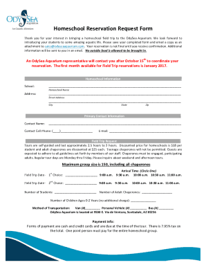 Fillable Online Homeschool Reservation Request Form Fax Email Print - pdfFiller