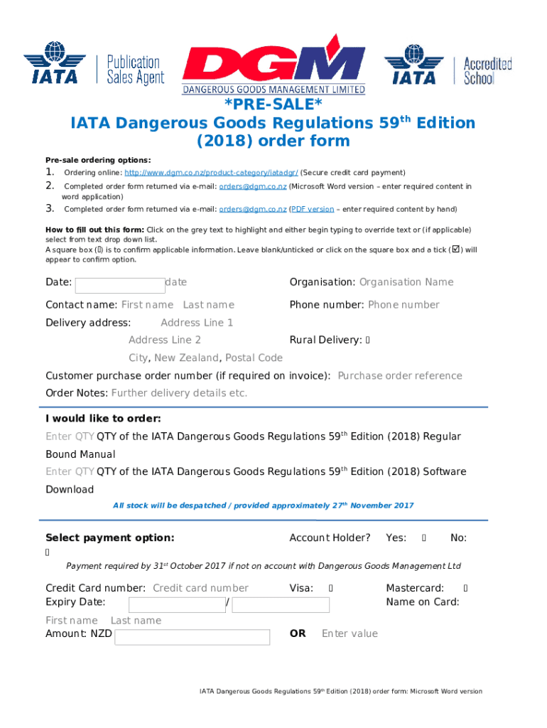 IATA Dangerous Goods Regulations Manual (Spiral Bound ... Doc Template ...