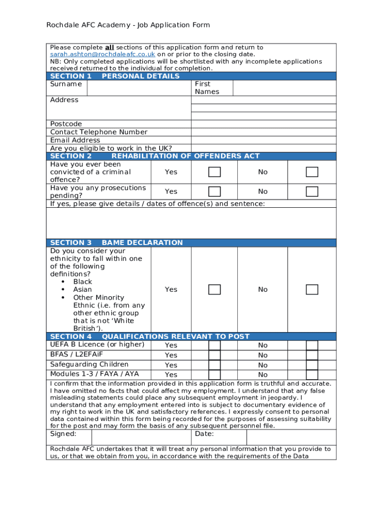 Job Application SECTION 1 PERSONAL DETAILS ... Doc Template | pdfFiller