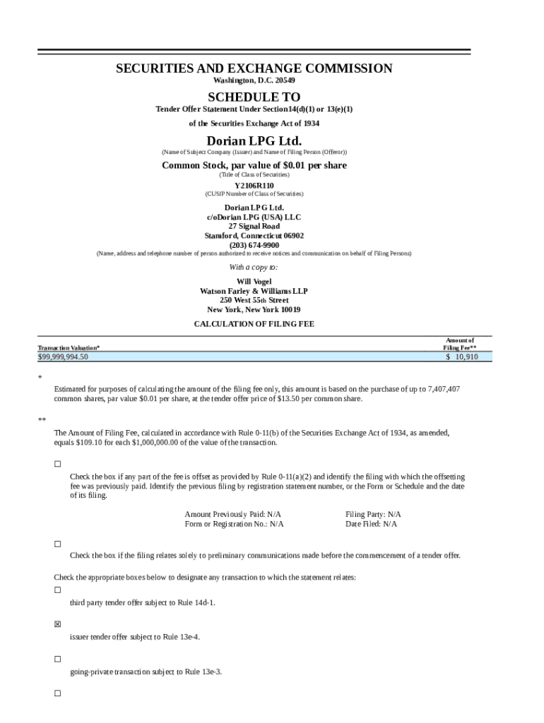Schedule to Tender Offer Statement under Section 14(d)(1) ... Doc ...