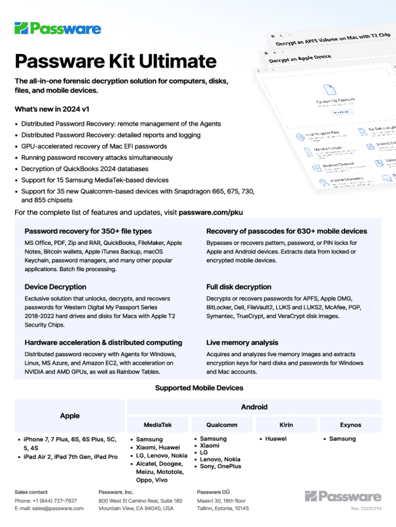 Fillable Online Passware Kit Ultimate Introducing The All In One 9768