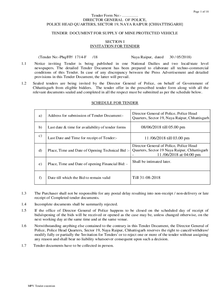 Fillable Online Tender Form No:- Fax Email Print - pdfFiller
