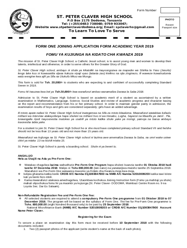 st peter claver high school joining instructions Doc Template | pdfFiller