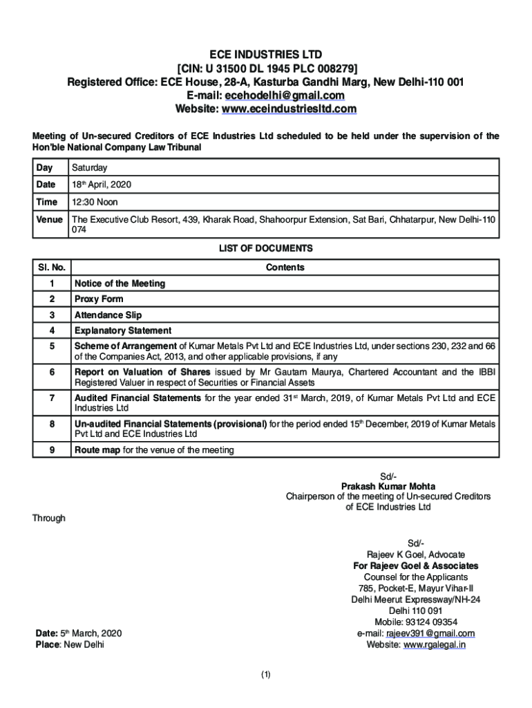 Fillable Online ECE INDUSTRIES LIMITED - Company, directors and ... Fax Email Print - pdfFiller
