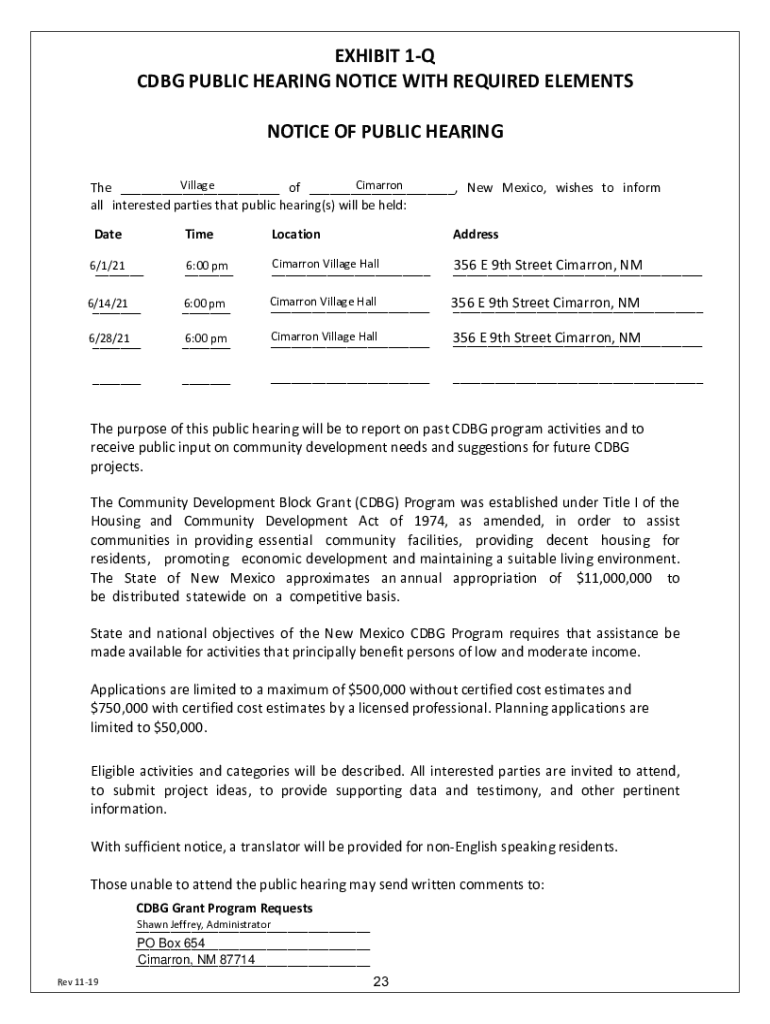 Fillable Online CDBG PUBLIC HEARING NOTICE ... Fax Email Print - pdfFiller