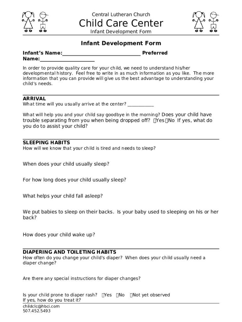 Development & Milestones for Infants (Birth - 12 months) Doc Template ...