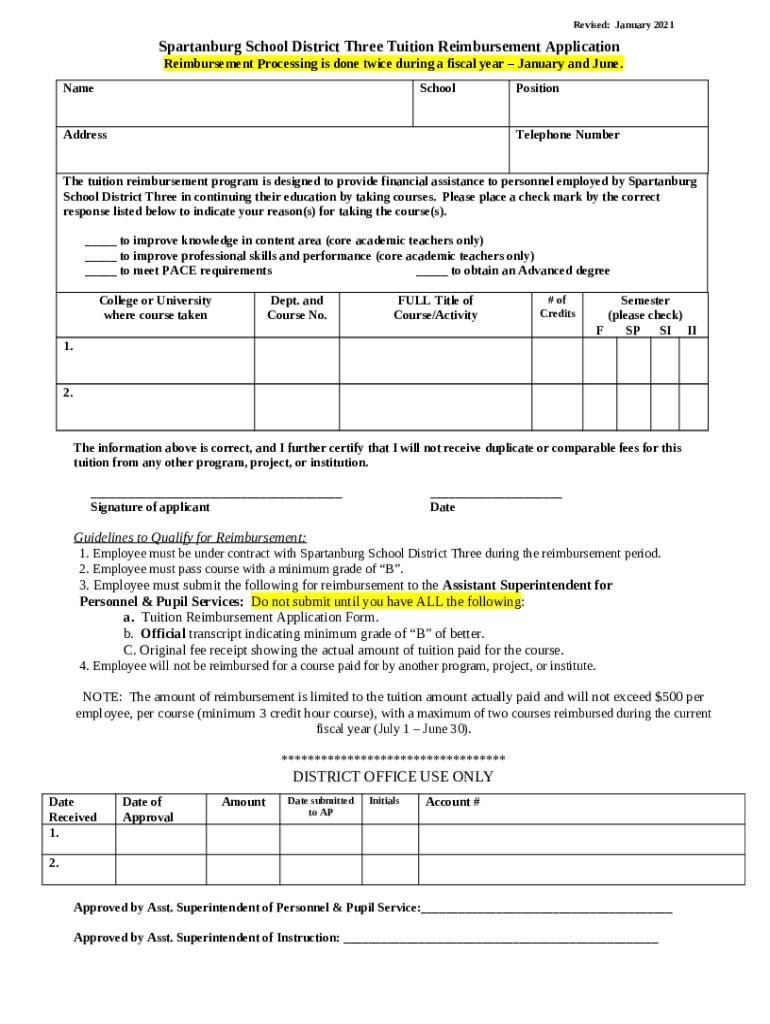 Spartanburg School District Three has funded a tuition ... Doc Template | pdfFiller