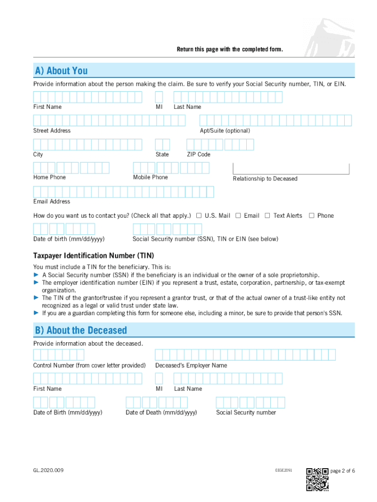 Fillable Online Group Life Claim Form - All States Fax Email Print ...