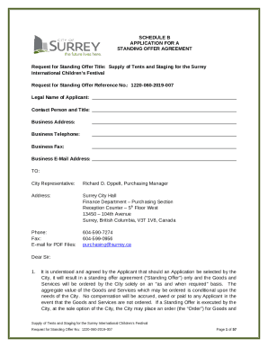 schedule b application for a standing offer agreement Doc Template ...