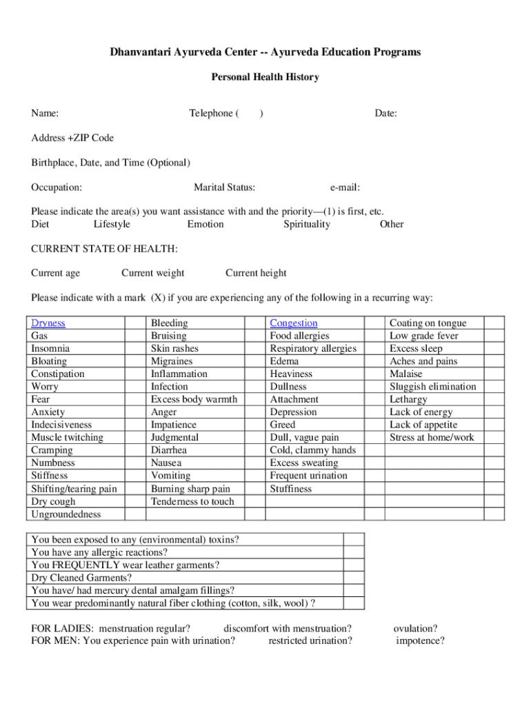 Fillable Online Personal History Form 2 Pages rev.doc Fax Email Print - pdfFiller