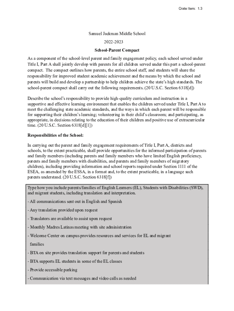 Fillable Online Title 1 Information - Samuel Jackman Middle School Fax ...