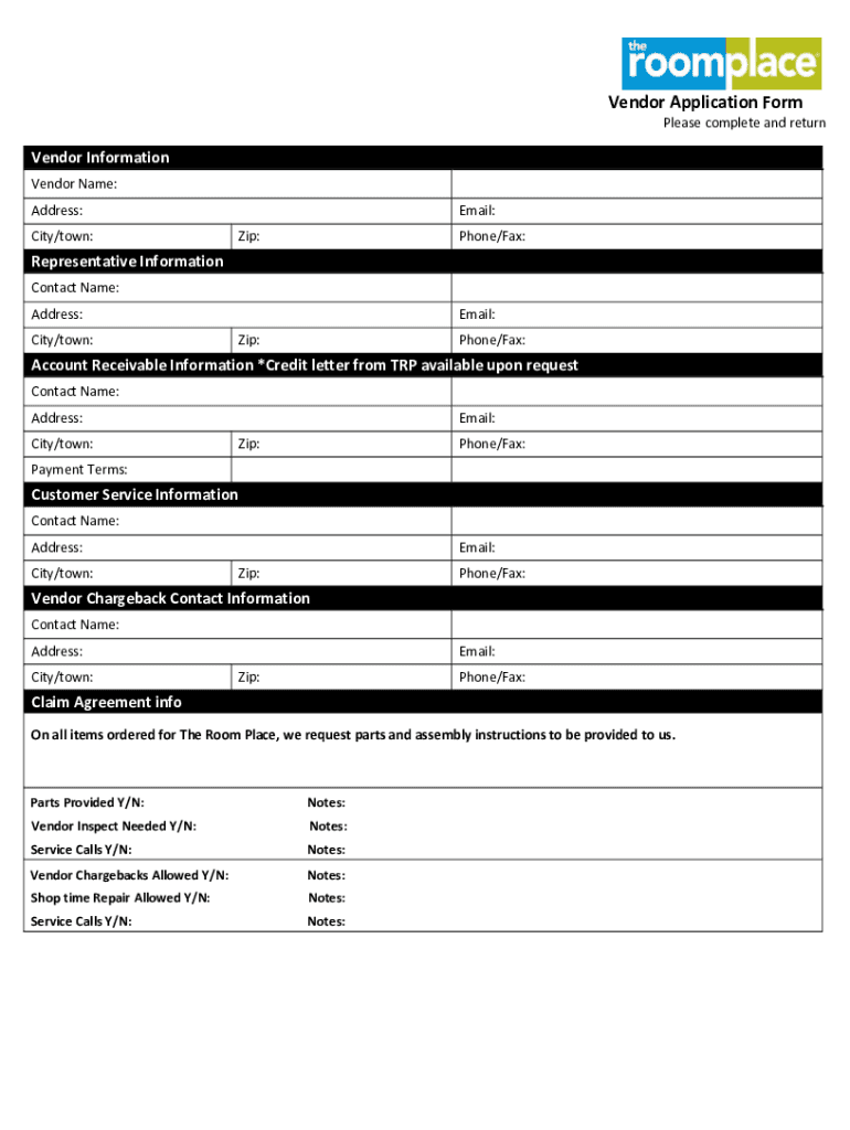 Fillable Online Account Receivable Information *Credit letter from TRP available upon request ...