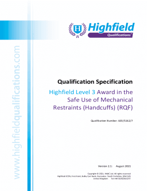 Fillable Online Qualification Specification Highfield Level 3 Award in the Safe ... Fax Email ...