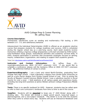 AVID / Student Profile & Application Doc Template | pdfFiller