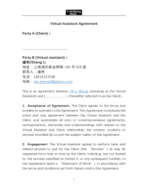 Fillable Online Virtual Assistant Agreement Sample Fax Email Print ...