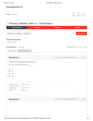 Fillable Online Primary 5 Maths (Term 1) - St Nicholas Fax Email Print ...