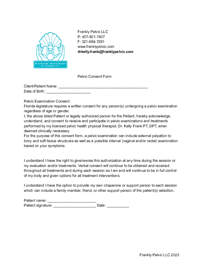 Fillable Online Patient consent for medical student pelvic exams under ...