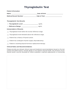 Fillable Online Thyroglobulin Test PDF. Understand your thyroid health ...