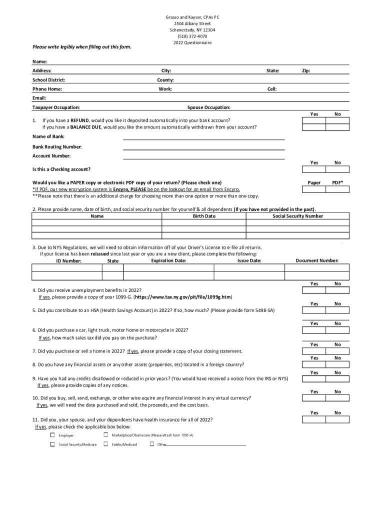 Fillable Online Individual Tax Questionnaire Fax Email Print - pdfFiller