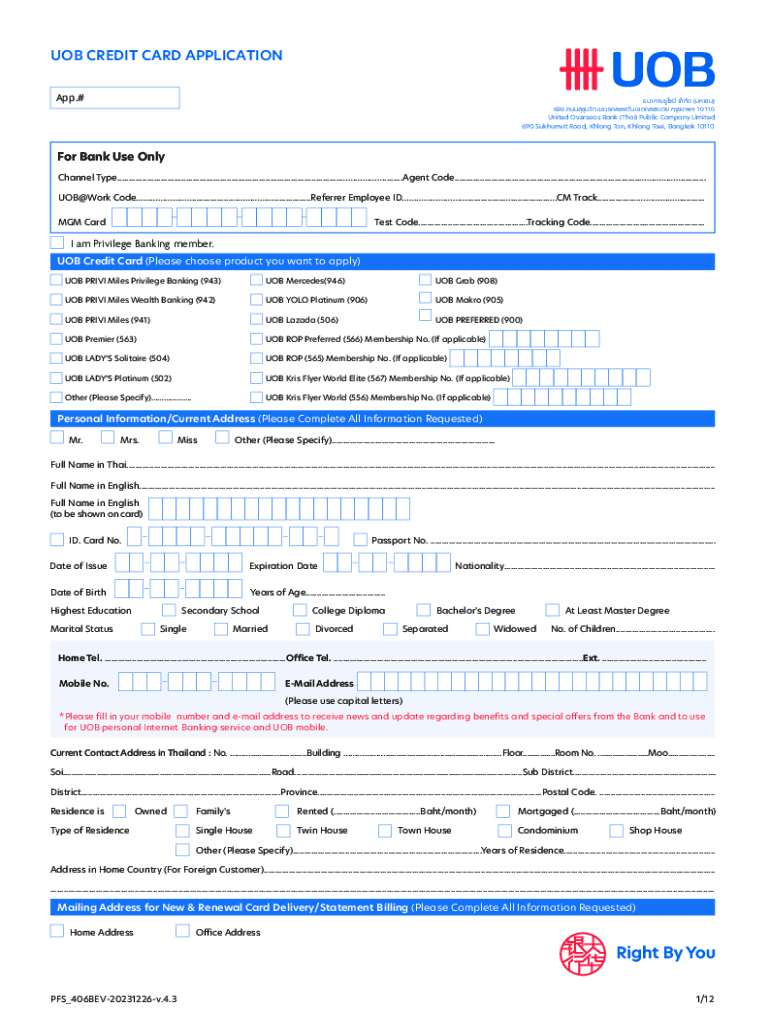 Fillable Online UOB CREDIT CARD APPLICATION Fax Email Print - pdfFiller