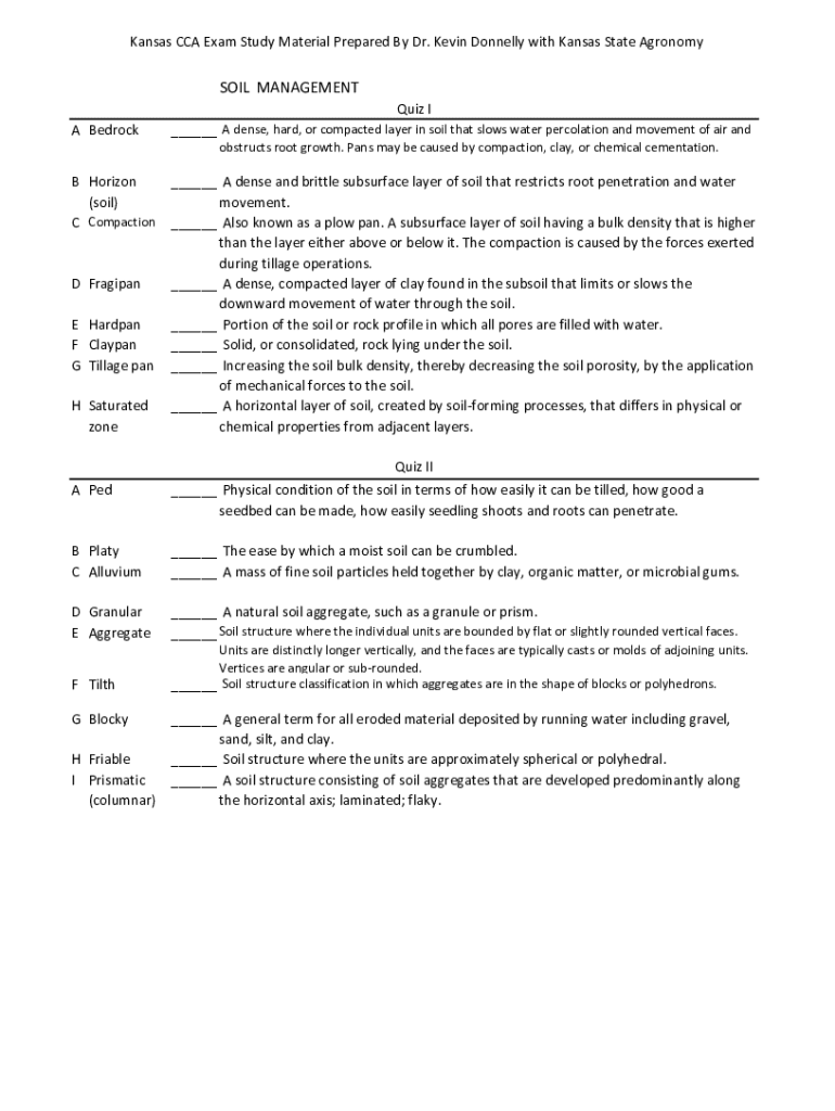 Fillable Online Kansas CCA Exam Study Material Prepared By Dr. Kevin ...