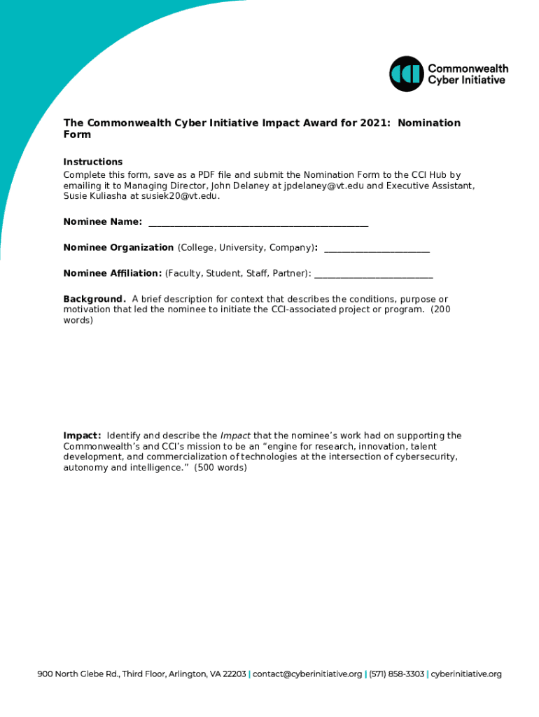 Commonwealth Cyber Initiative (CCI)'s Post Doc Template | pdfFiller