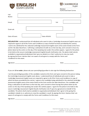 Fillable Online Under 18 Consent Form (FCE / CAE / CPE) Fax Email Print ...