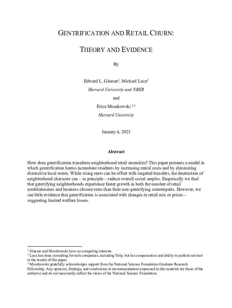 Fillable Online Gentrification and Retail Churn: Theory and Evidence ...
