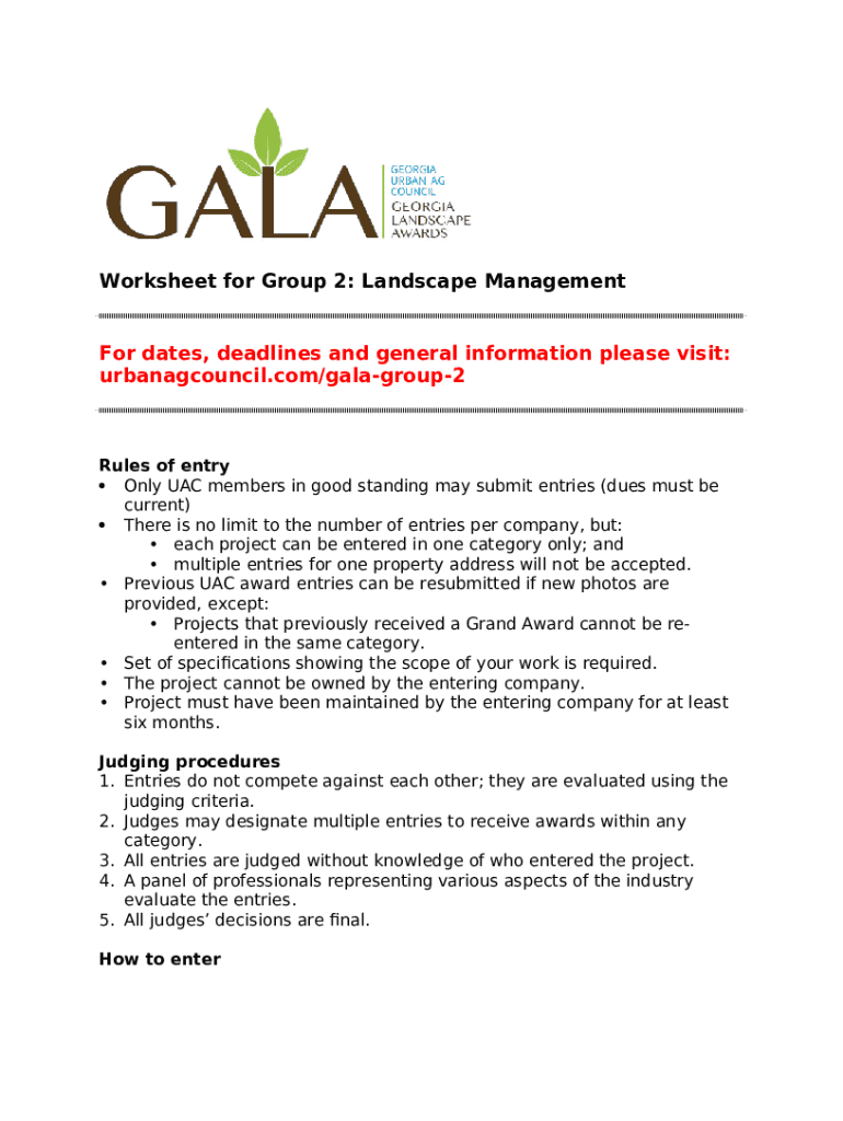 GALA: Georgia Landscape Awards - UAC Doc Template | pdfFiller