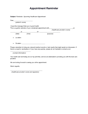 Fillable Online Appointment Reminder Template PDF. Get a free ...