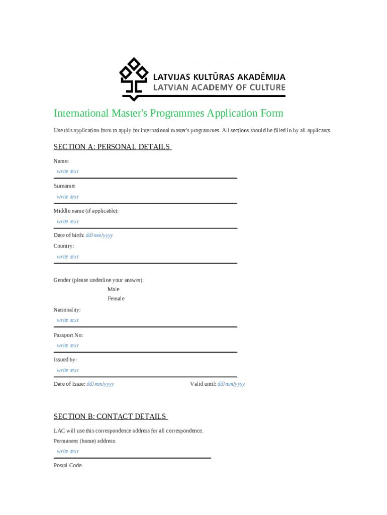 Application for a Master's degree course - intl.kit.edu Doc Template | pdfFiller