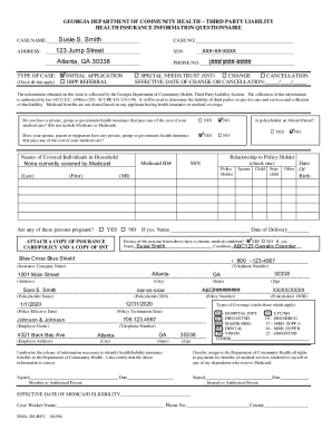 Fillable Online third party liability health insurance information ...