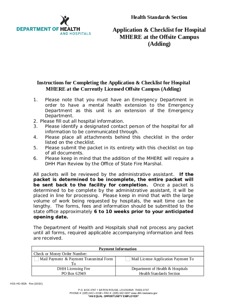 DEPARTMENT OF HEALTH AND HOSPITALS Checklist for ... Doc Template ...