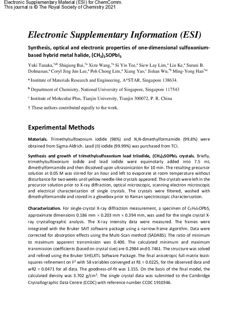Fillable Online Electronic Supplementary Material (ESI) for ChemComm. Fax Email Print - pdfFiller