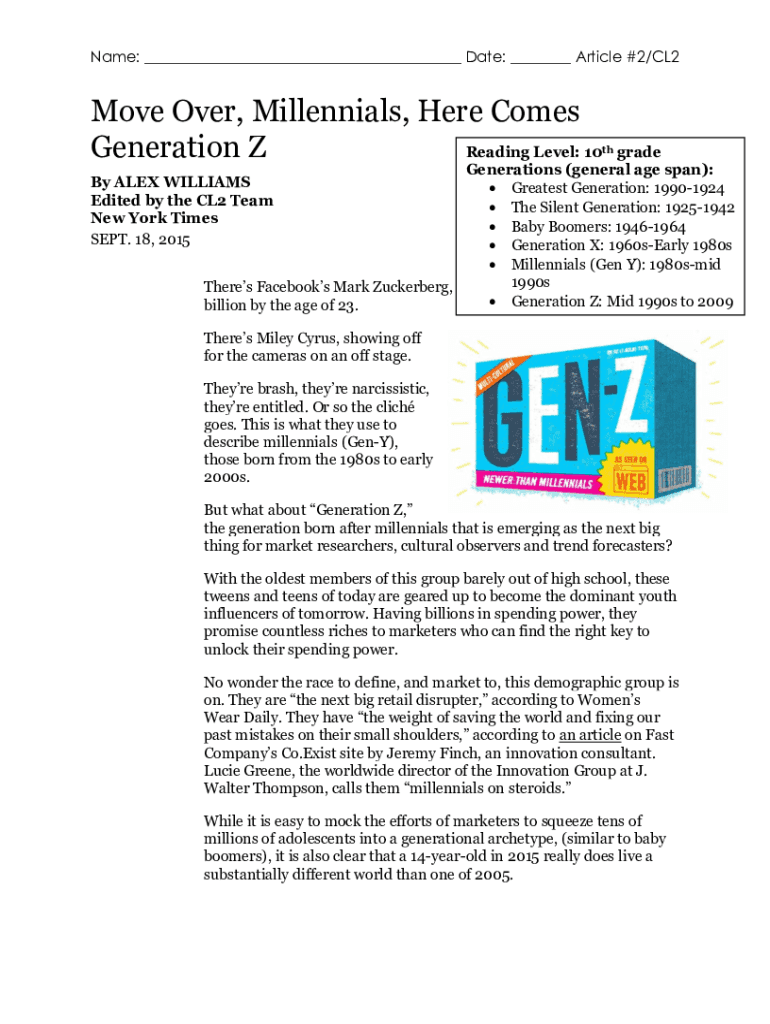 Fillable Online From GIs To Gen Z (Or Is It iGen?): How Generations Get ...