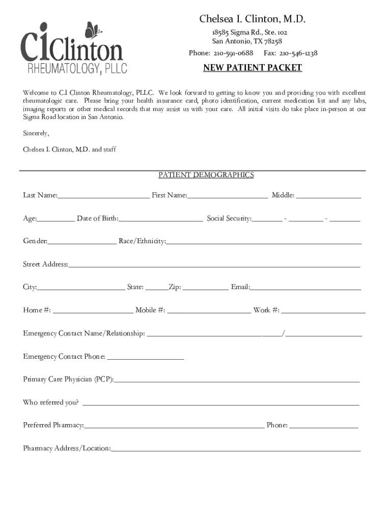 Fillable Online NEW PATIENT PACKET - San Antonio Fax Email Print ...