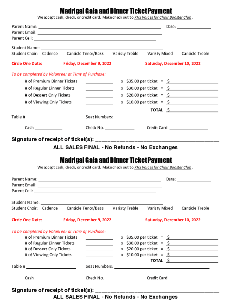 Fillable Online Voices for Choir Booster Club - KHS Choir Fax Email Print - pdfFiller