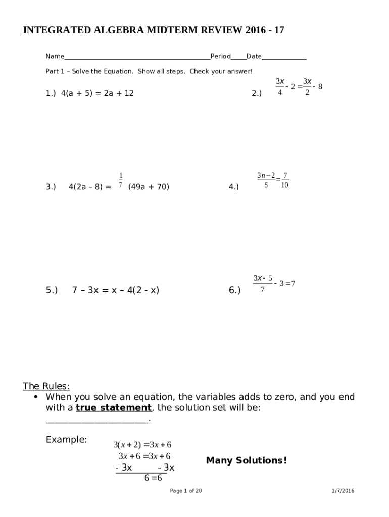Part 1 - Solve the Equation Doc Template | pdfFiller