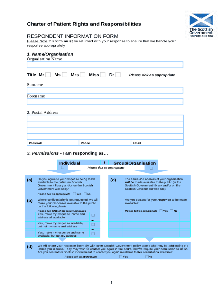 The Charter of Patient Rights and Responsibilities Doc Template | pdfFiller