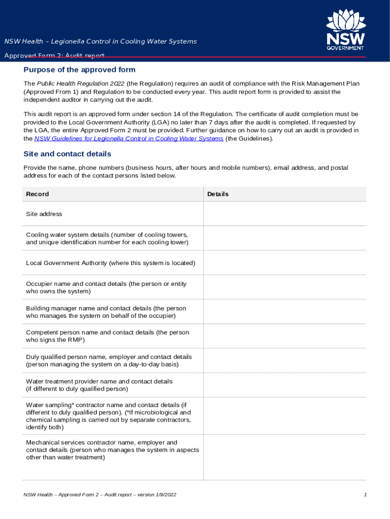 Approved s and tools - Legionella control - NSW Health Doc Template ...